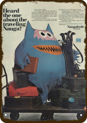 1967 NAUGAHYDE Vinyl Fabric Nauga Mascot Vntg-Look DECORATIVE REPLICA ...