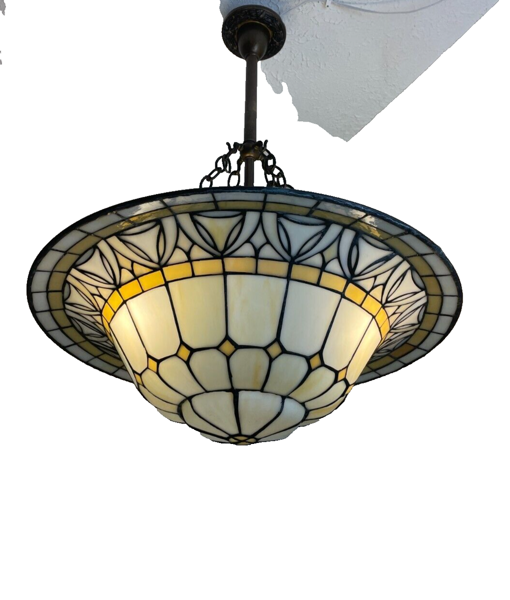 Vintage Slag Glass Domes Pendant Slag Stained Glass Hanging Dome Lamp