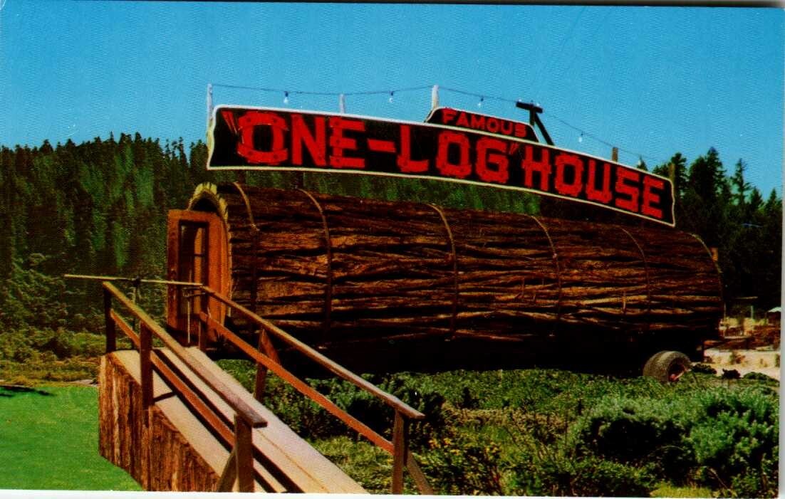 Chrome Postcard One Log House Garberville California CA UNP | eBay