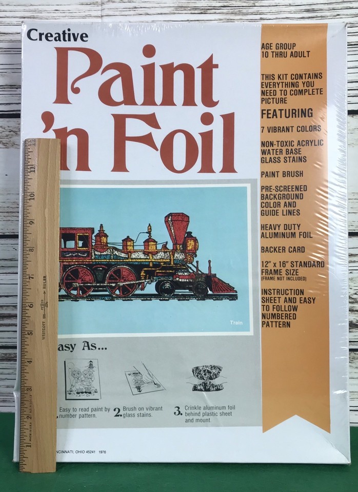 1976 CRAFCO Creative Paint 'n Foil Kit #207 Train, Locomotive, paint by ...