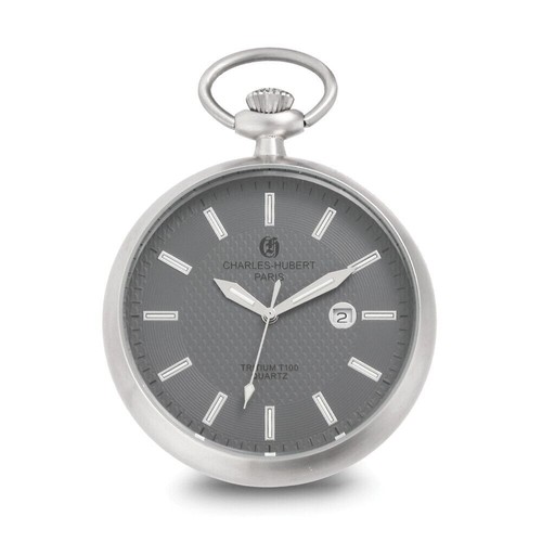 Charles Hubert Stainless Steel Open Face Tritium Quartz Pocket Watch | eBay