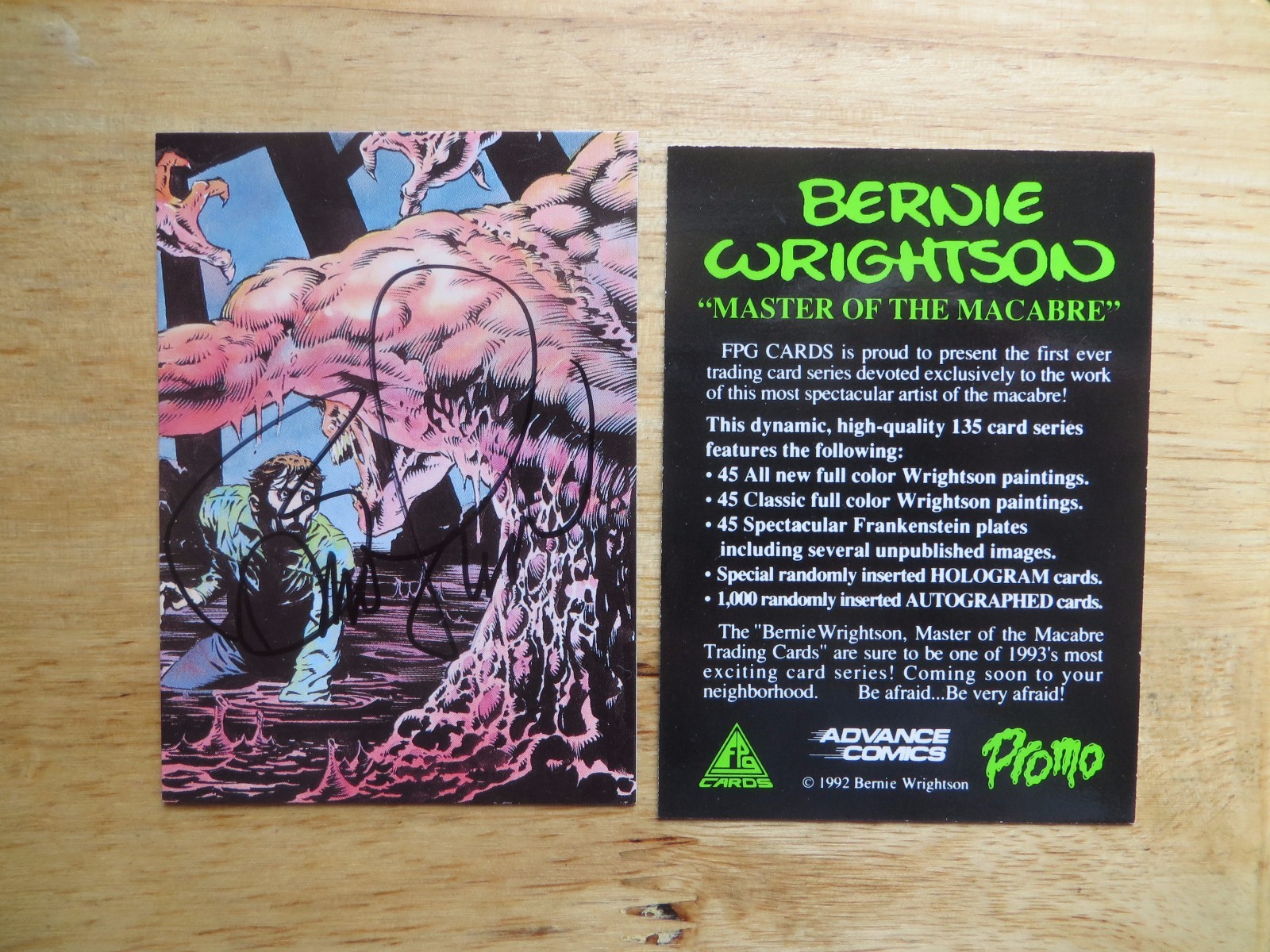 1993 FPG BERNIE WRIGHTSON SIGNED MASTER OF THE MACABRE PROMO CARD, WITH ...
