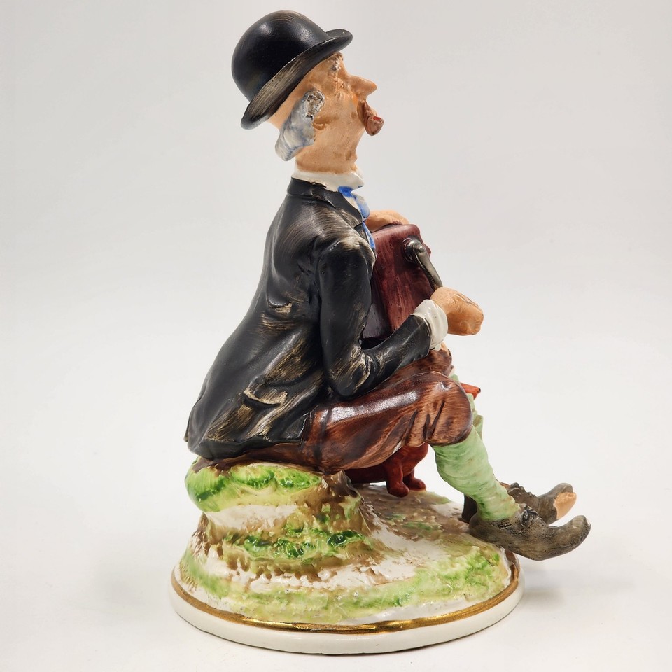 Giuseppe Cappe Capidimonte Old Organ Grinder w Dachshund Porcelain ...