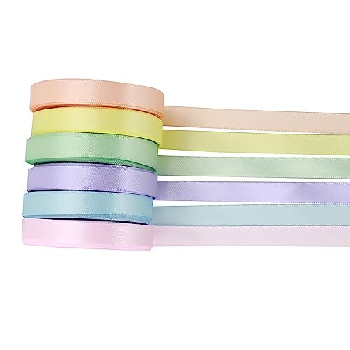 Pastel Ribbon for Crafts Pastel Rainbow Ribbon 3/8" Double Face Satin ...