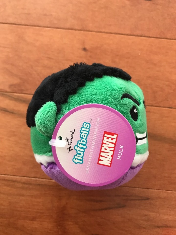 HALLMARK FLUFFBALLS Marvel HULK 3" PLUSH BALL ORNAMENT Stuffed Toy NEW ...