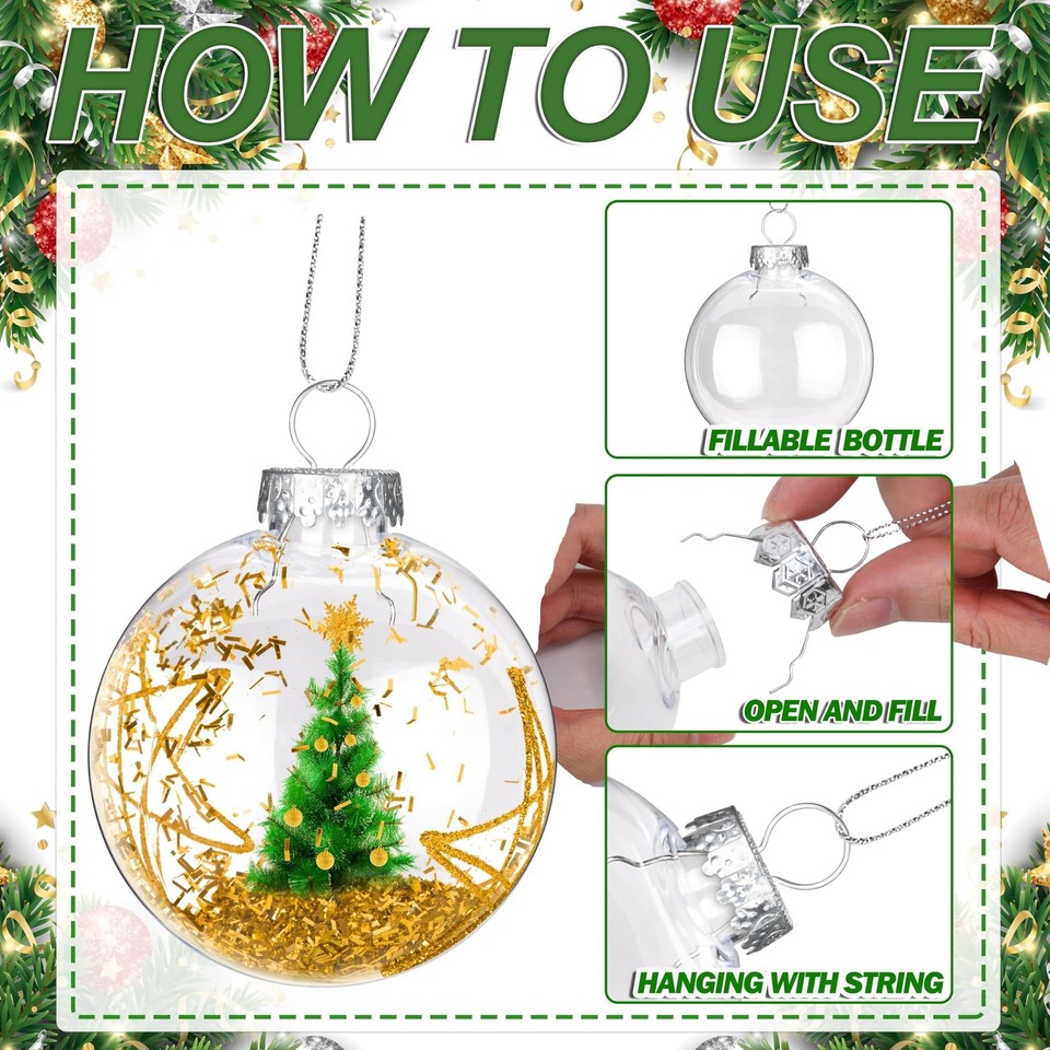 32Pcs Clear Christmas Ornament Ball, 3.15 Inches Transparent Fillable ...