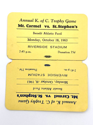Knights of Columbus Trophy Game Ticket Mt. Carmel Illinois Oct. 28 ...
