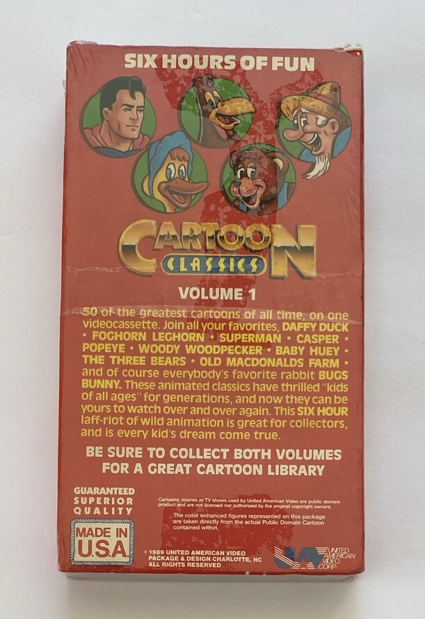 Six Hours Cartoon Classics Volume 1 (VHS, 1989) 84296053407| eBay