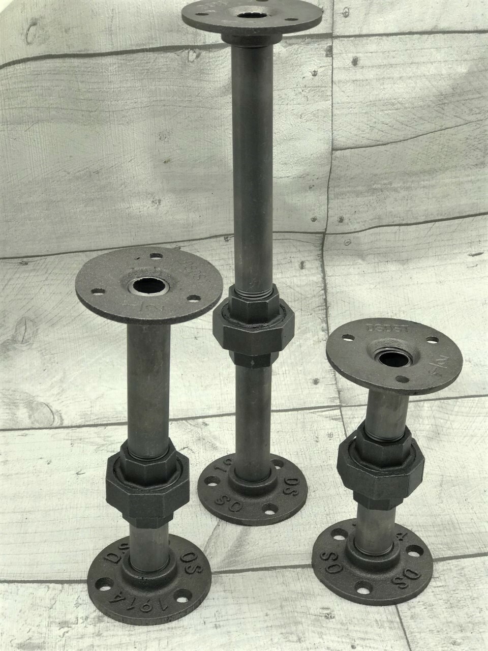 SET OF 4 FURNITURE LEGS, 1/2" UNION PIPE LEGS - SIZES 13-63cm, GREY AND ...