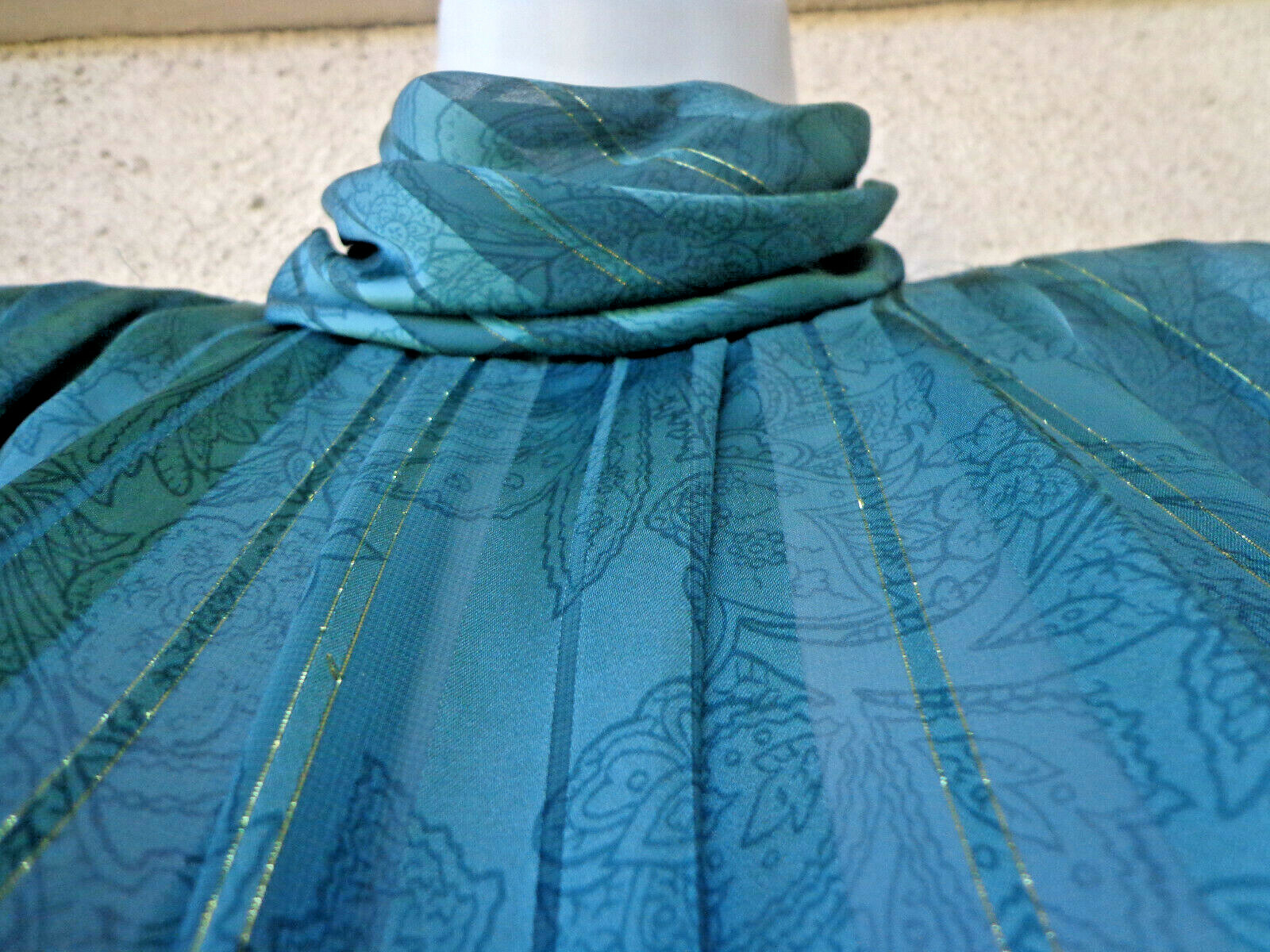 Vintage 80s Green Satin Russian Cossack Style Blouse … - Gem