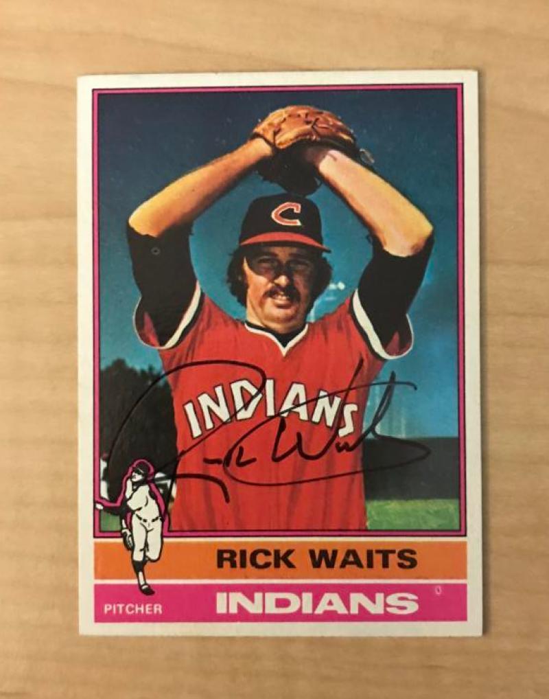 RICK WAITS CLEVELAND INDIANS SIGNED AUTOGRAPHED 1976 TOPPS CARD #433 W ...