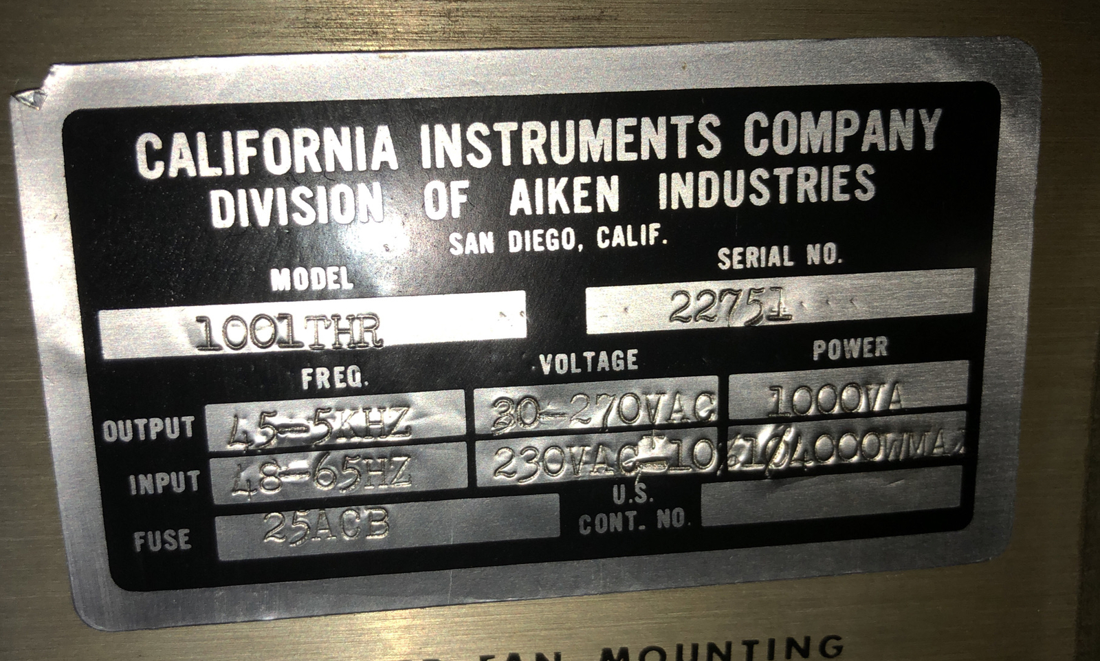 California Instruments Invertron 1001THR Power Source w/ 800T ...