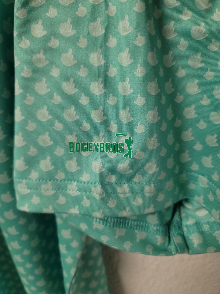 Bogey Bros Polo Shirt Green Middle Finger Print Performance Golf Men's ...