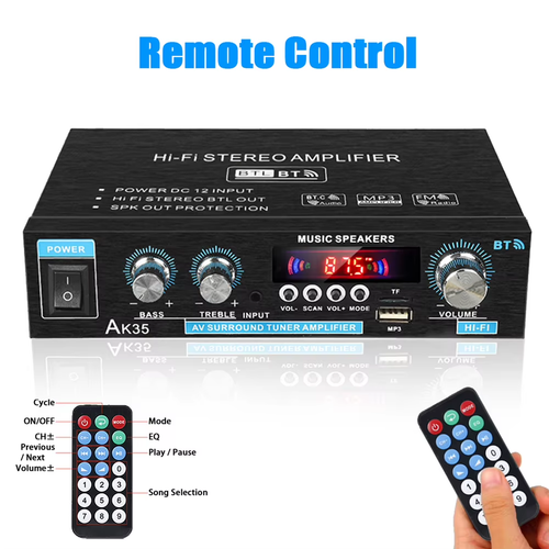 AK35 Bluetooth-Compatible Hifi Stereo Audio Power Amplifier with USB TF ...