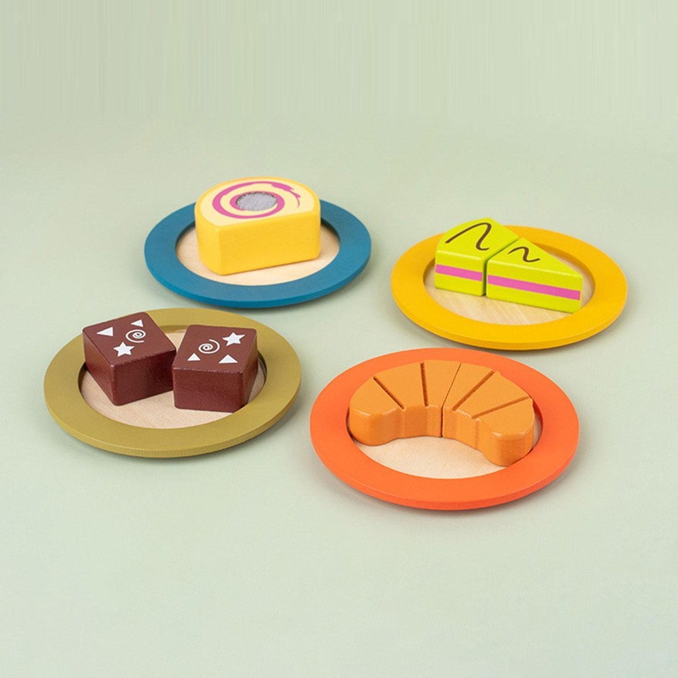 Wooden Toy Plates Dishes Role Play Educational Montessori for Girls ...