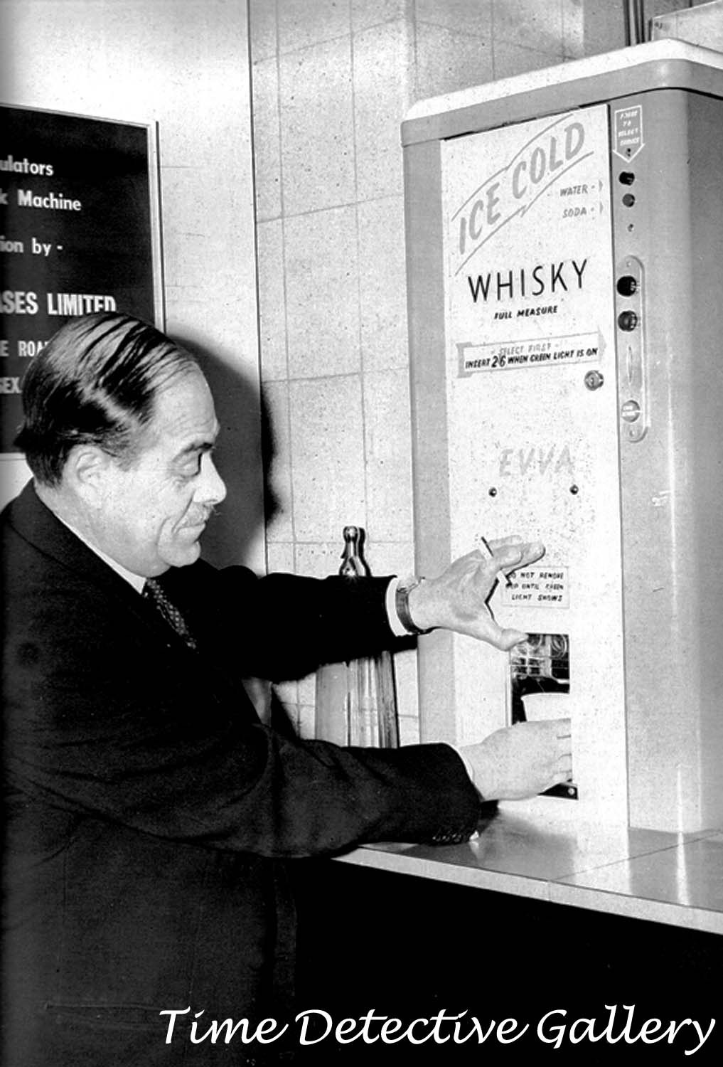 Man at Vintage Whiskey Vending Machine - Vintage Photo Print | eBay