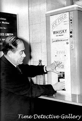Man at Vintage Whiskey Vending Machine - Vintage Photo Print | eBay