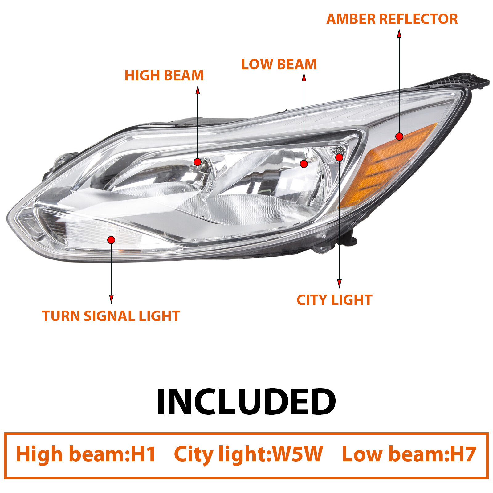 Fit 2012-2014 Ford Focus Headlights HeadLamp Assembly Left+Right Light ...