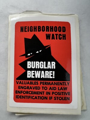 Vintage Neighborhood Watch 3.5”X4.5” Original Stickers New Old Stock | eBay