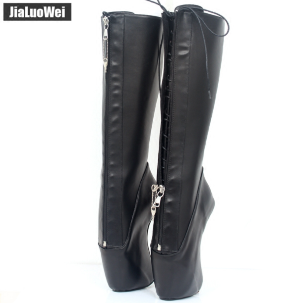Sexy 7"/18CM High Heel Hoof Heelless Lady Lockable Zip Knee-High Ballet ...