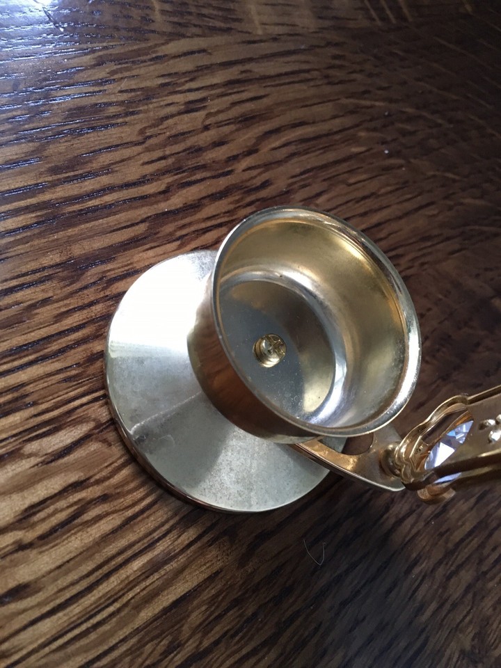 Vintage Cross Mascot USA 24k Goldplated Austrian Crystal Candle Holder ...