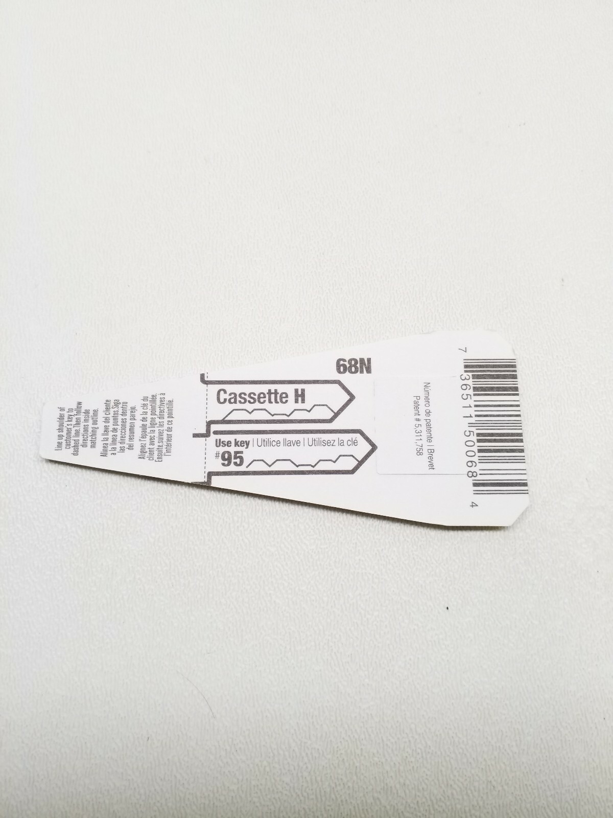 Hillman Cassette H #95 68n Universal Blank Key for sale online | eBay