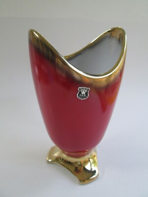 Golden Crown E&R Ebeling & Reuss Vienna AUSTRIA Red/Gold 8" Vase | eBay