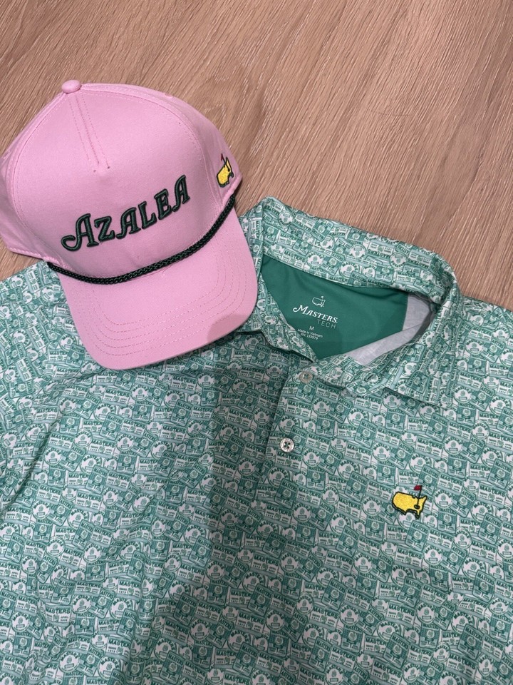 MASTERS Azalea Rope Hat and Mens M Masters Pin Collection Shirt | eBay