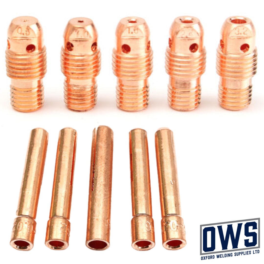 Collets & Collet Bodys for WP9 & WP20W Tig Welding Torches 5 x collet ...