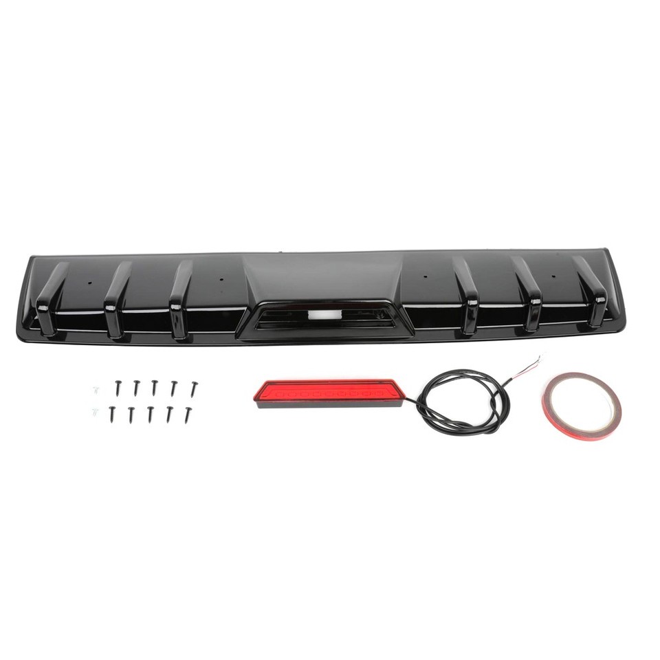 Universal Car Glossy Black Rear Bumper Lip Spoiler Splitter Diffuser ...