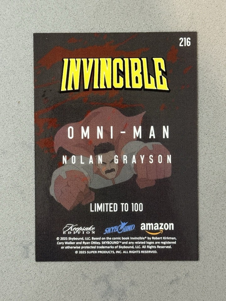 Invincible Keepsake OMNI-MAN NOLAN #216 Blood Splatter SDCC 2025 EXC LE ...