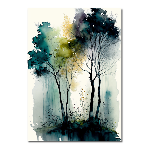 Watercolour Trees Abstract Illustration Art Photo Poster A4 Print Wall ...