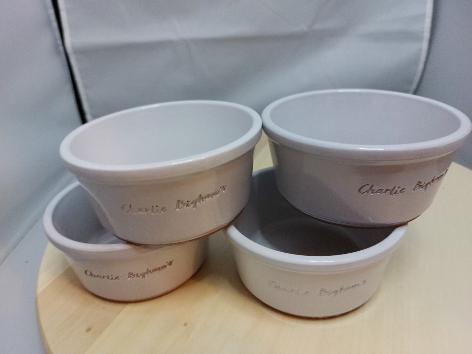 Charlie Bighams By Cermer White Baking Flan Ramekins Dish Set of 4 | eBay