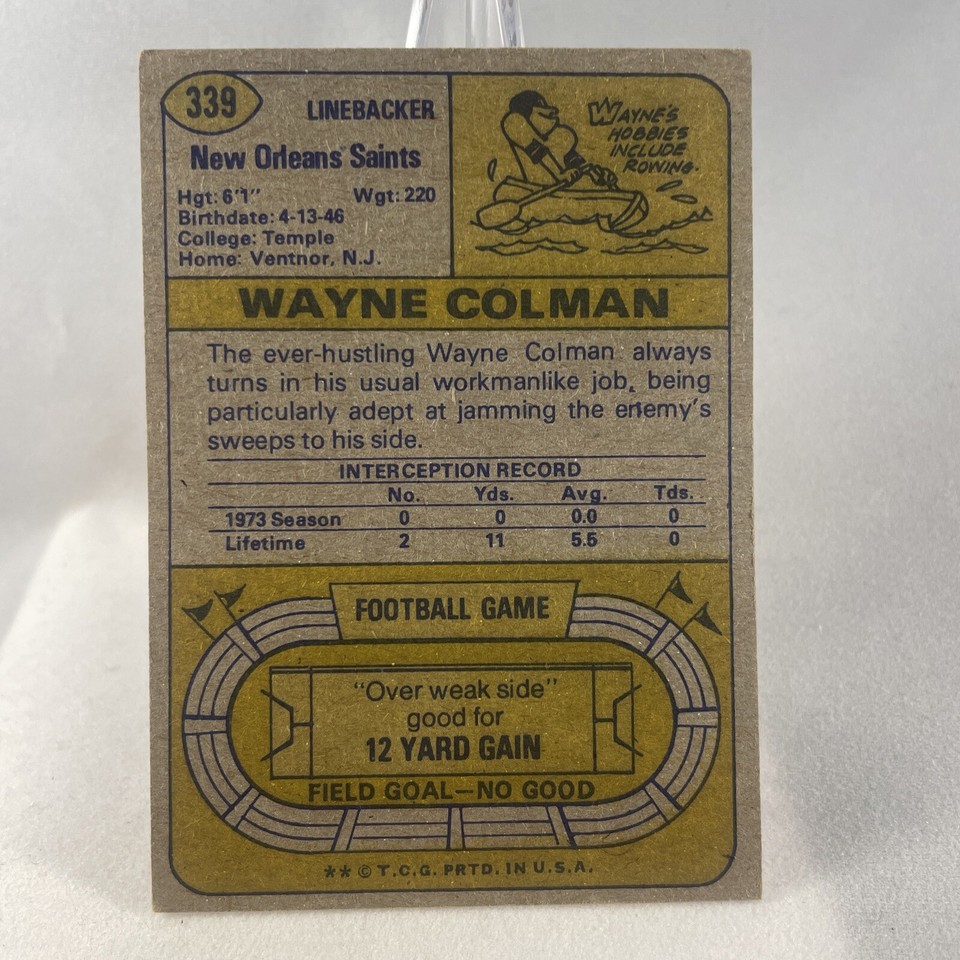 Wayne Colman -Temple- New Orleans Saints Autographed Card | eBay