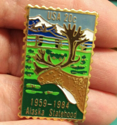 USPS Postage Stamp style Pin - USA 20 cent stamp Alaska Statehood 1959 ...