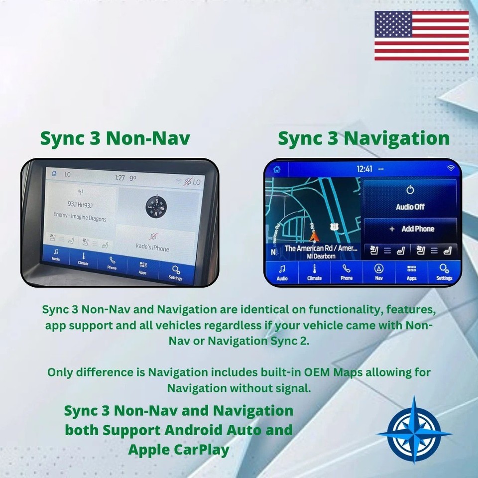 OEM SYNC 2 to SYNC 3 V3.4 Upgrade Carplay KIT Fit For Ford sync3 USA HD ...