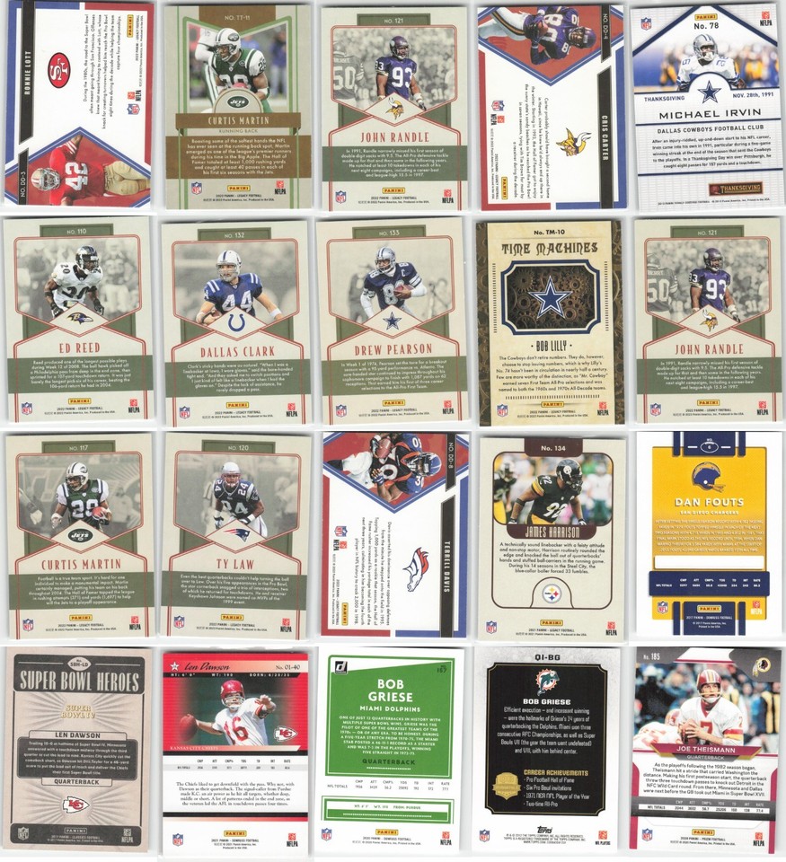 (100) NFL HOF and Legends Lot Football Cards Collection | eBay