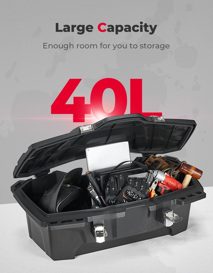 ATV Rear Rack Cargo Box Locking Storage Box Bed For Polaris Yamaha 0.75 ...