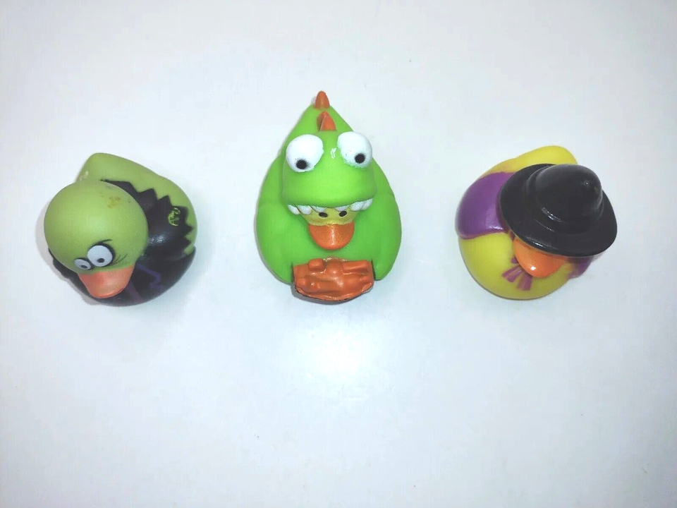 Halloween Rubber Ducks Lot Of 3 Mini Size Zombie Witch & Dragon Rinco ...