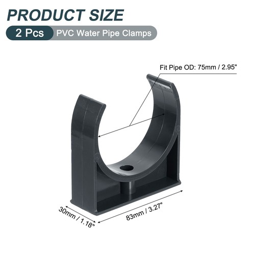 2Pcs PVC Water Pipe Clamps Clips, U-Shaped Holder Buckles for 75mm OD ...
