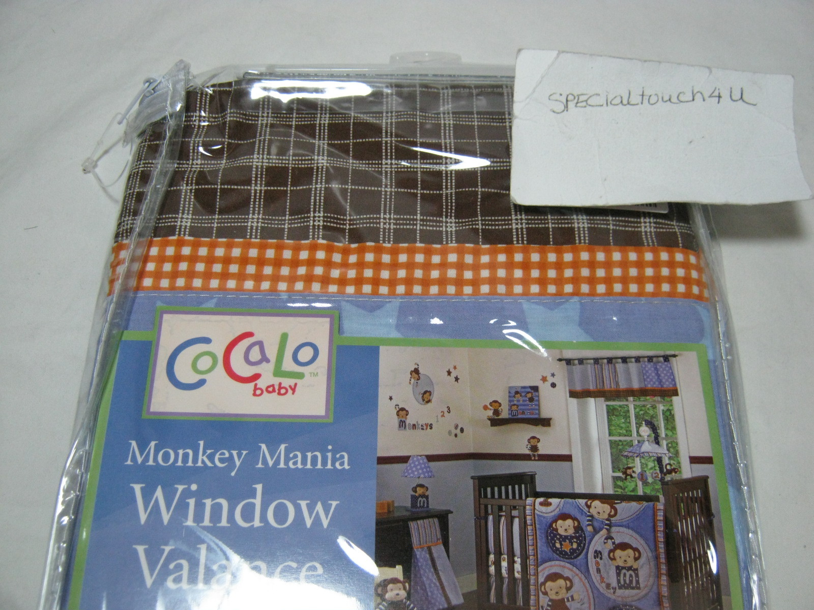 New Cocalo Baby Monkey Mania Collection Window Valance - Blue Brown ...