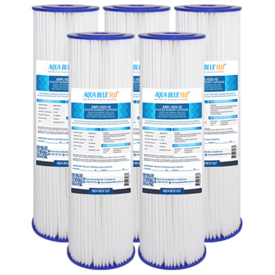 5x Poly Pleated Washable Dirt Sediment Water Filters 10 Micron 10" x 2. ...