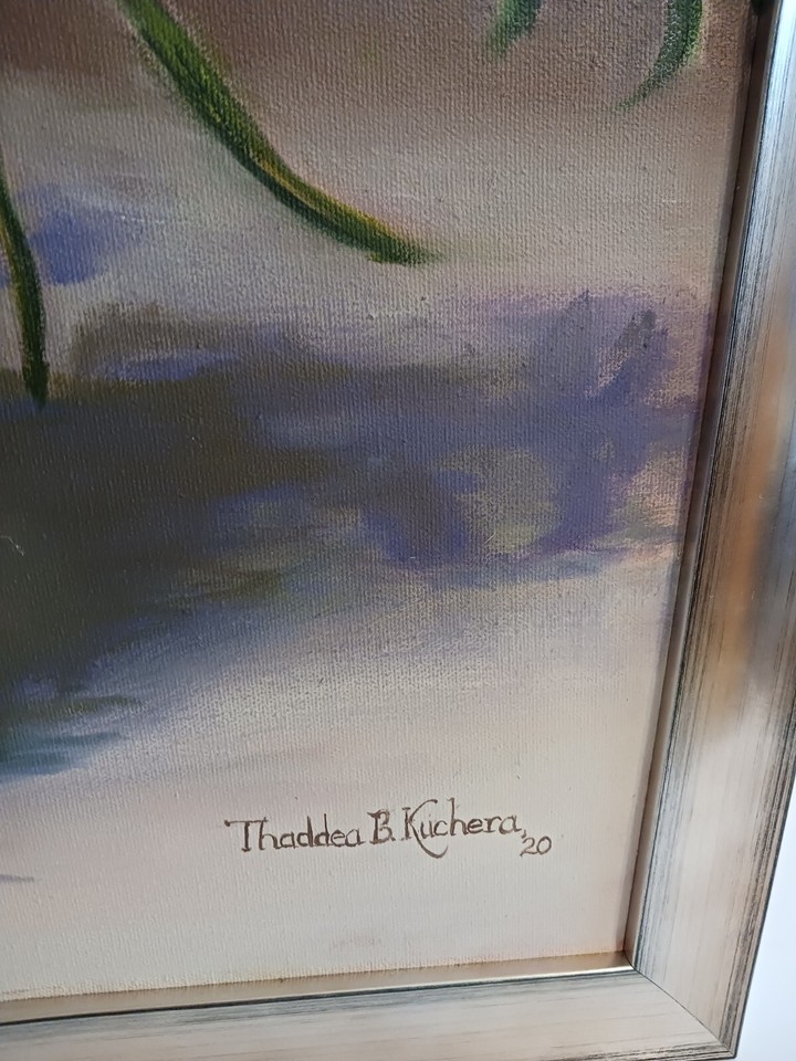 Vintage Oil Painting "Farmhouse Flowers" signed listed artist Cape Cod ...