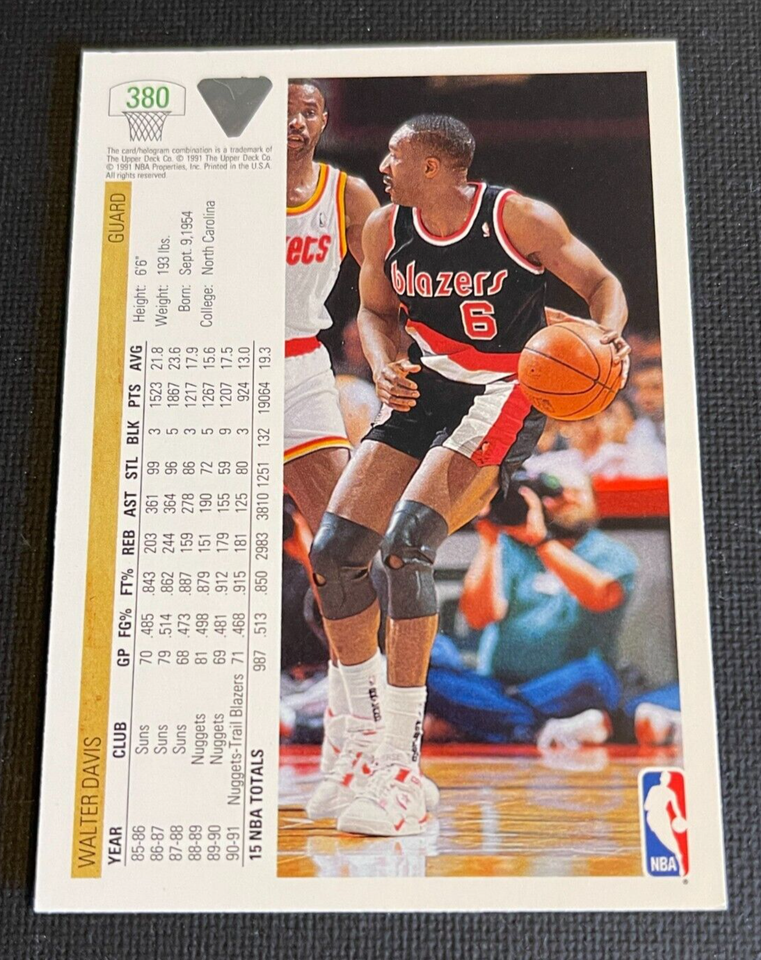 1991 Upper Deck Card # 380 Walter Davis - Portland Trail Blazers | eBay