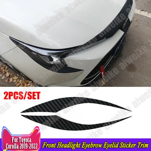 Carbon Front Headlight Eyebrow Eyelid Sticker trim For Toyota Corolla ...
