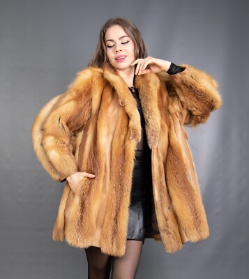 14938 AMAZING REAL CANADIAN RED FOX COAT LUXURY FUR JACKET BEAUTIFUL ...