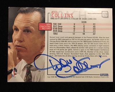 DOUG COLLINS 1995 SKYBOX Autographed Signed BASKETBALL Card 177 PISTONS ...