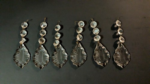 Set Of 6 5" Vintage Leaf Pendalogue Crystals | eBay