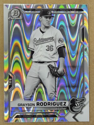 2021 Bowman Draft Grayson Rodriguez Black White Ray Wave Refractor BCP ...