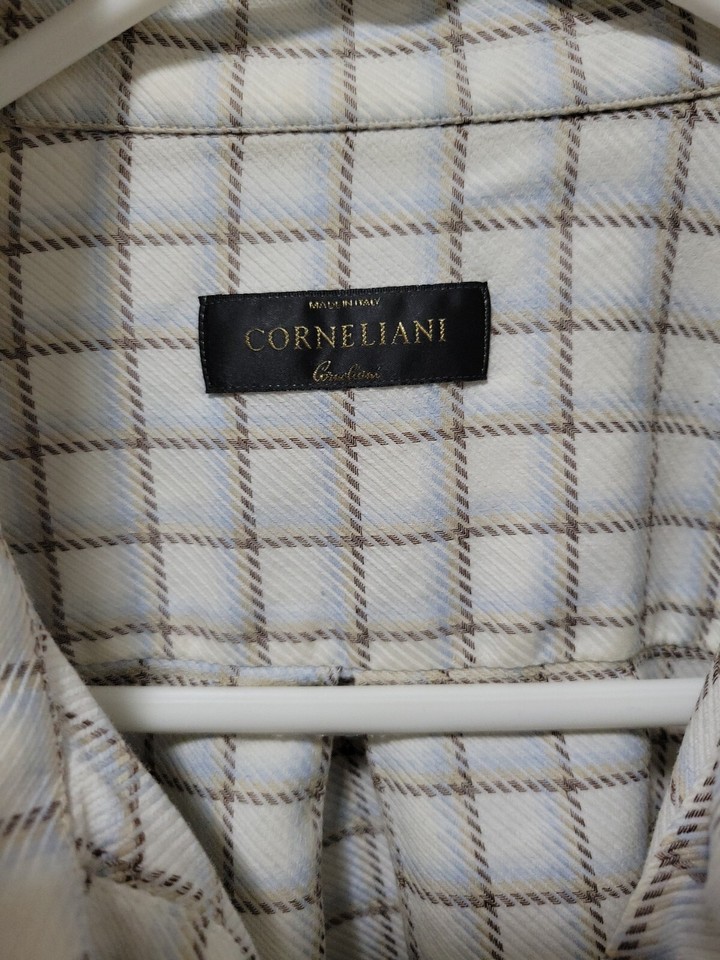 Corneliani Men’s Size Large Long Sleeve Button Front Dress Shirt Beige ...